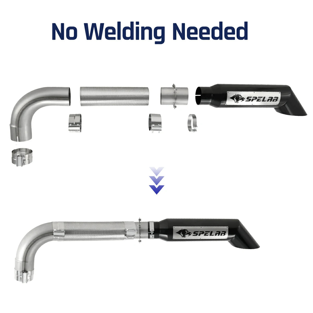 4"/5"Inlet 7"/8"Outlet 36"Tall Exhaust Stack Tip for Pickup – SPELAB